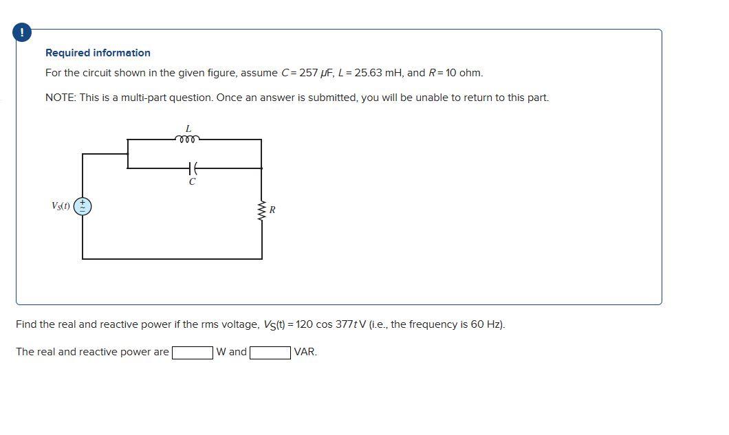 Solved Required information For the circuit shown in the | Chegg.com