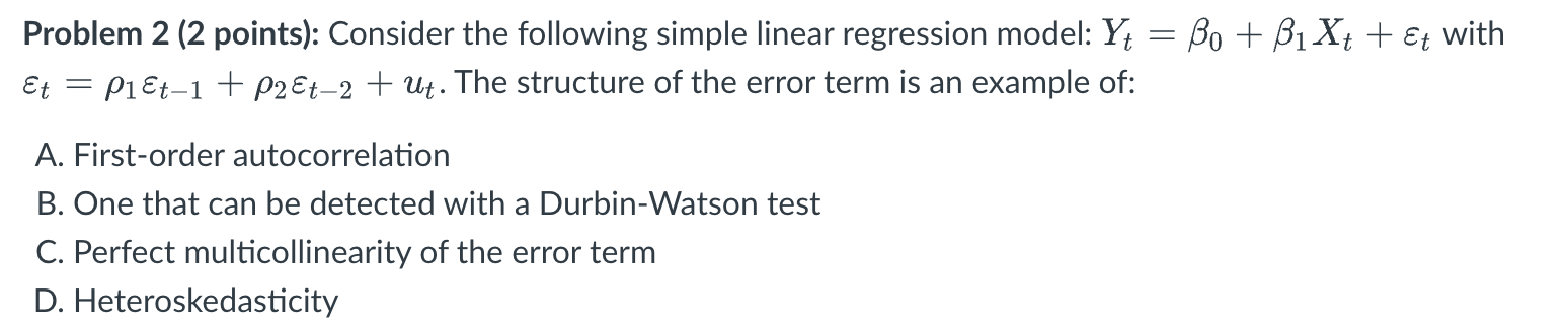 Solved Problem 2 (2 points): Consider the following simple | Chegg.com