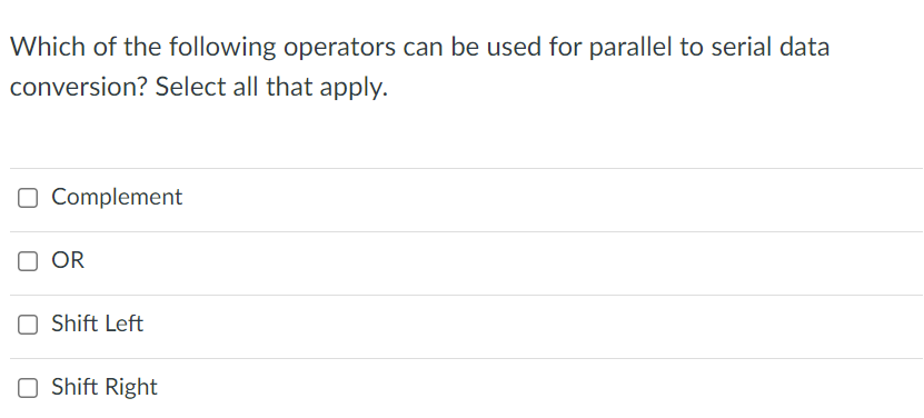 Solved Which of the following operators can be used for | Chegg.com
