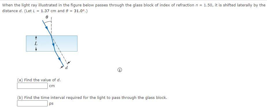 Solved 1.50, it is shifted laterally by the When the light | Chegg.com