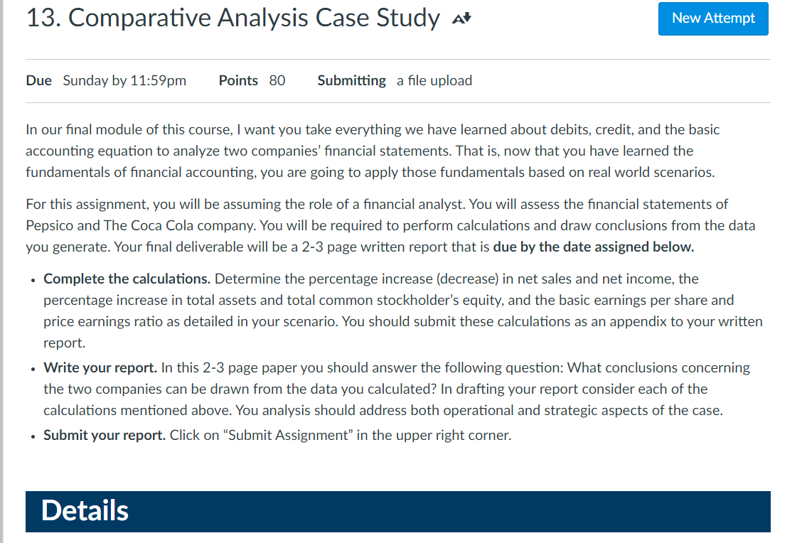 Solved 13. Comparative Analysis Case Study All New Attempt | Chegg.com