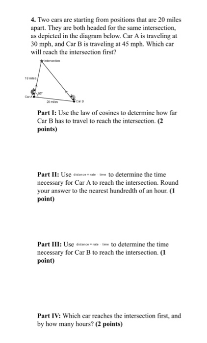 Solved 4. Two cars are starting from positions that are 20 | Chegg.com