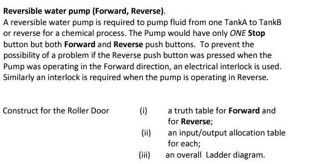 Reversible water pump (Forward, Reverse). A | Chegg.com