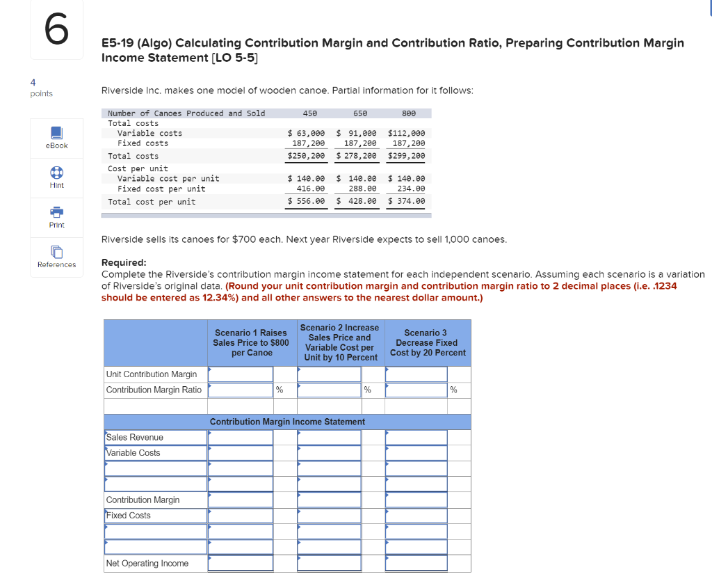 Solved 6 E5-19 (Algo) Calculating Contribution Margin and | Chegg.com