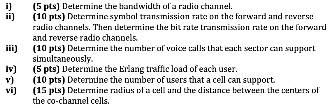 Solved Cellular Communication System The following | Chegg.com