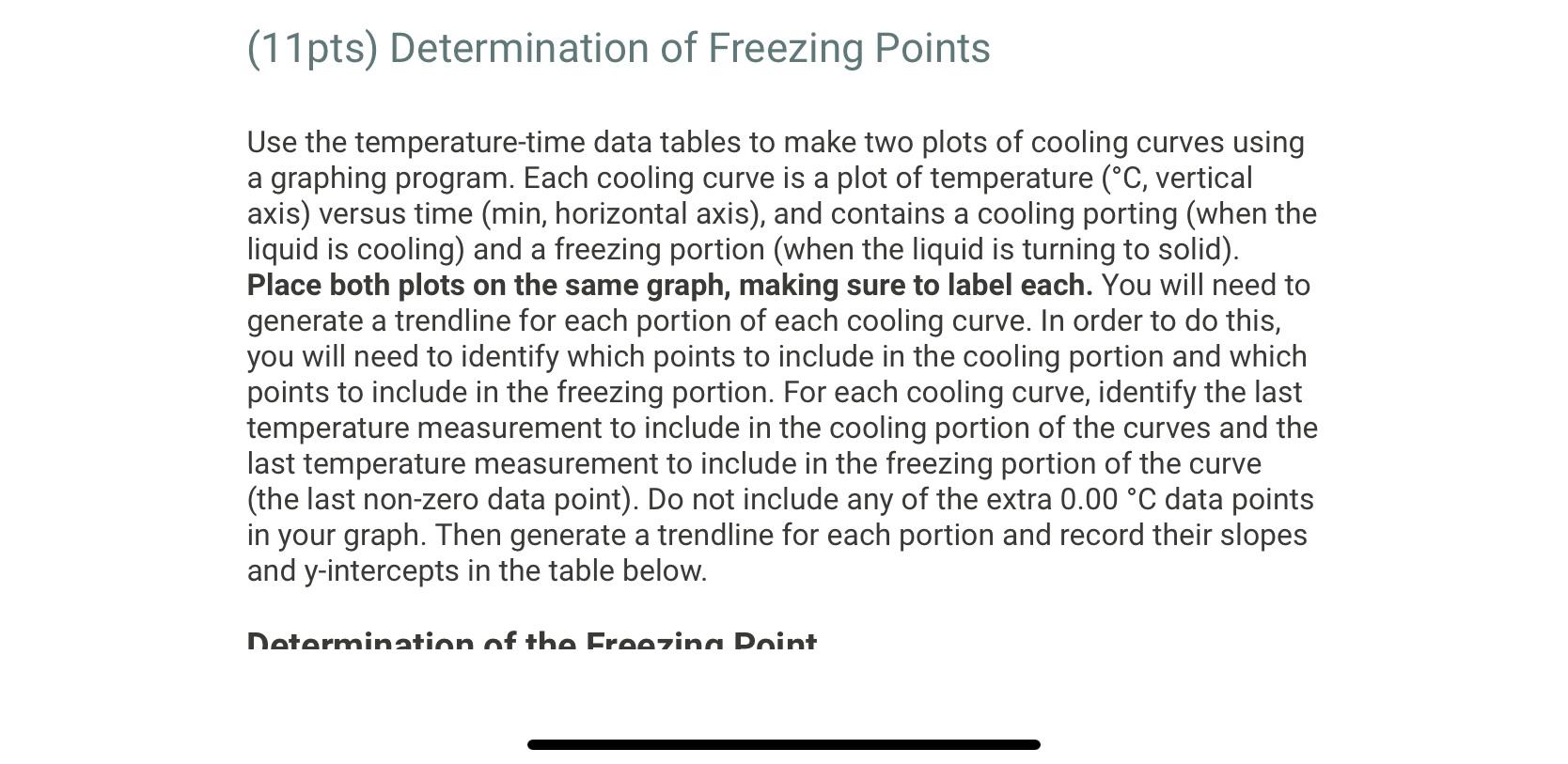 (11pts) Determination of Freezing Points Use the | Chegg.com