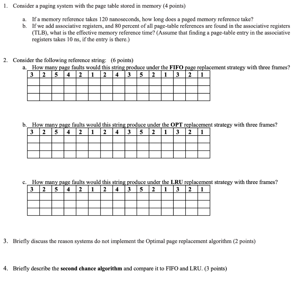 1. Consider a paging system with the page table | Chegg.com