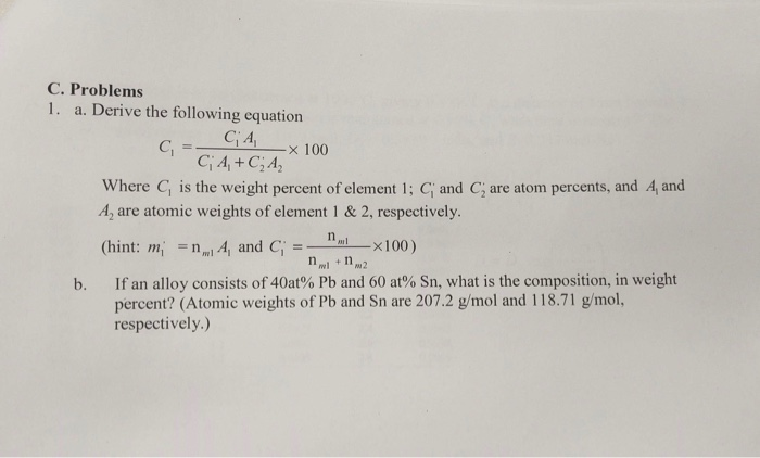 Solved C. Problems 1. a. Derive the following equation | Chegg.com