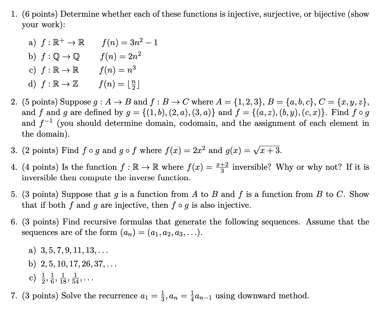 Solved 1. (6 points) Determine whether each of these | Chegg.com