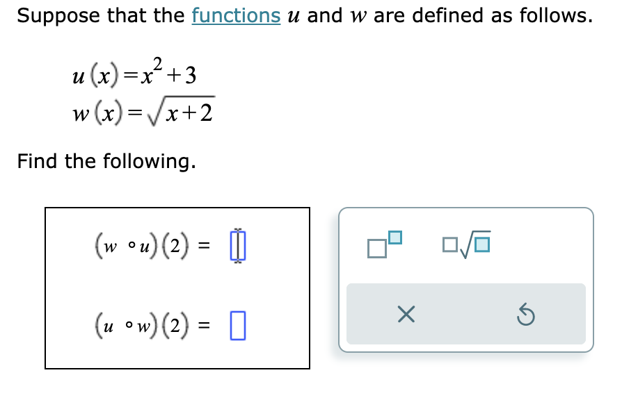 Solved Suppose that the functions u and w are defined as | Chegg.com