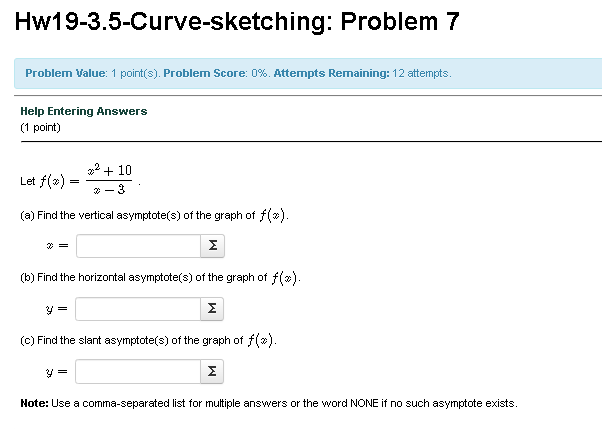 Solved Hw19-3.5-Curve-sketching: Problem 7 Problem Value: 1 | Chegg.com