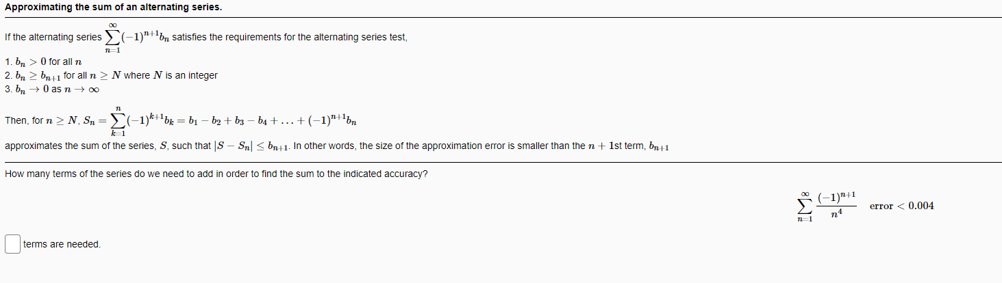 Solved Approximating the sum of an alternating series. | Chegg.com