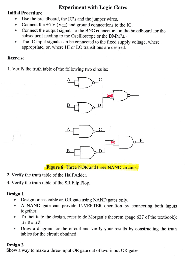 Solved . . Experiment with Logic Gates Initial Procedure Use | Chegg.com