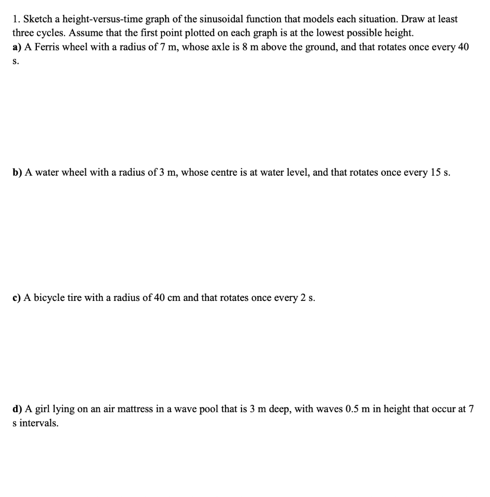 Solved 1. Sketch a height-versus-time graph of the | Chegg.com