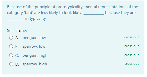 Solved Because of the principle of prototypicality, mental | Chegg.com