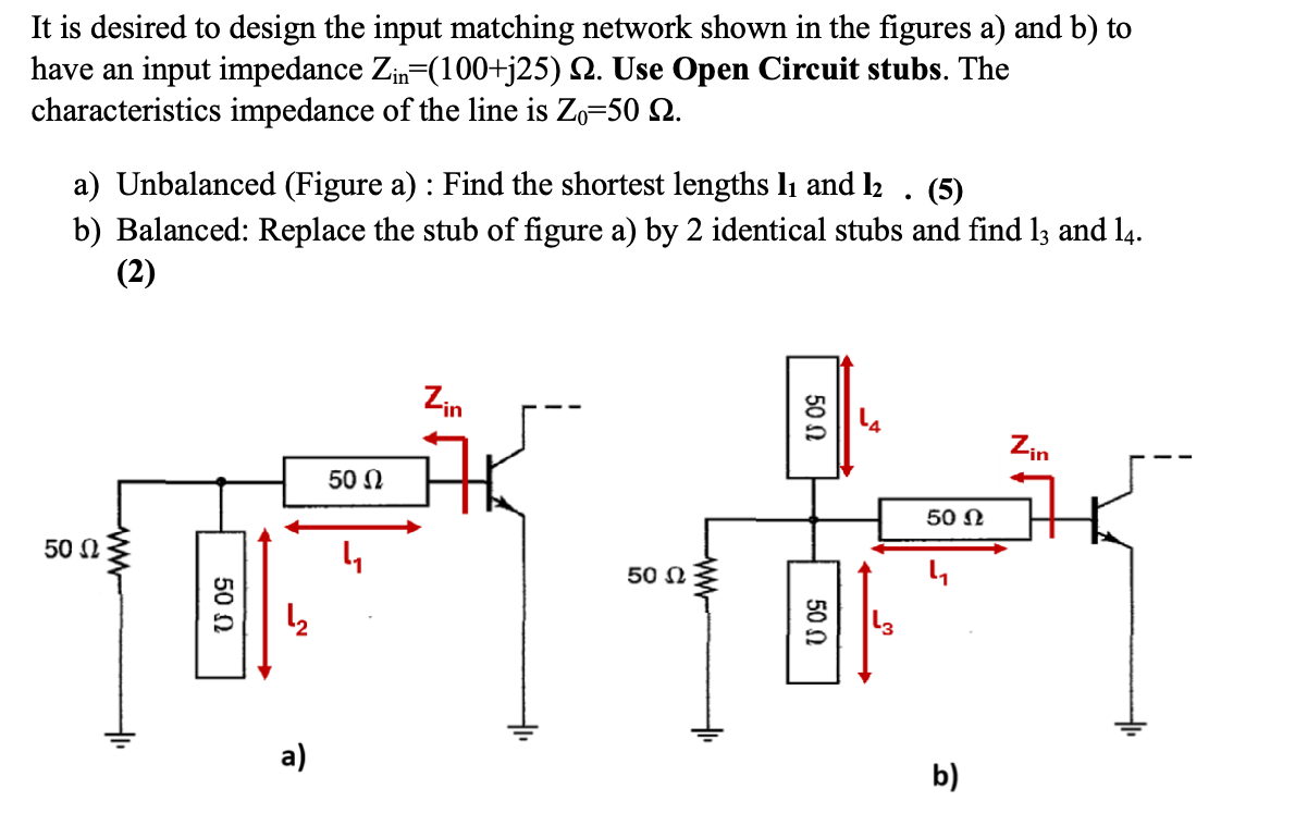 Solved It is ﻿desired to ﻿design the input matching network | Chegg.com