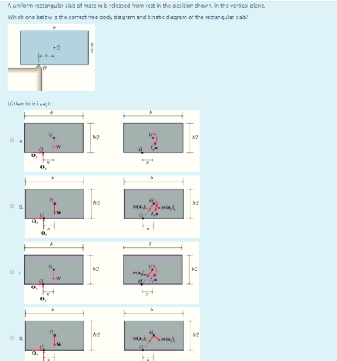 Solved A uniform rectangular slab of mass mis released from | Chegg.com