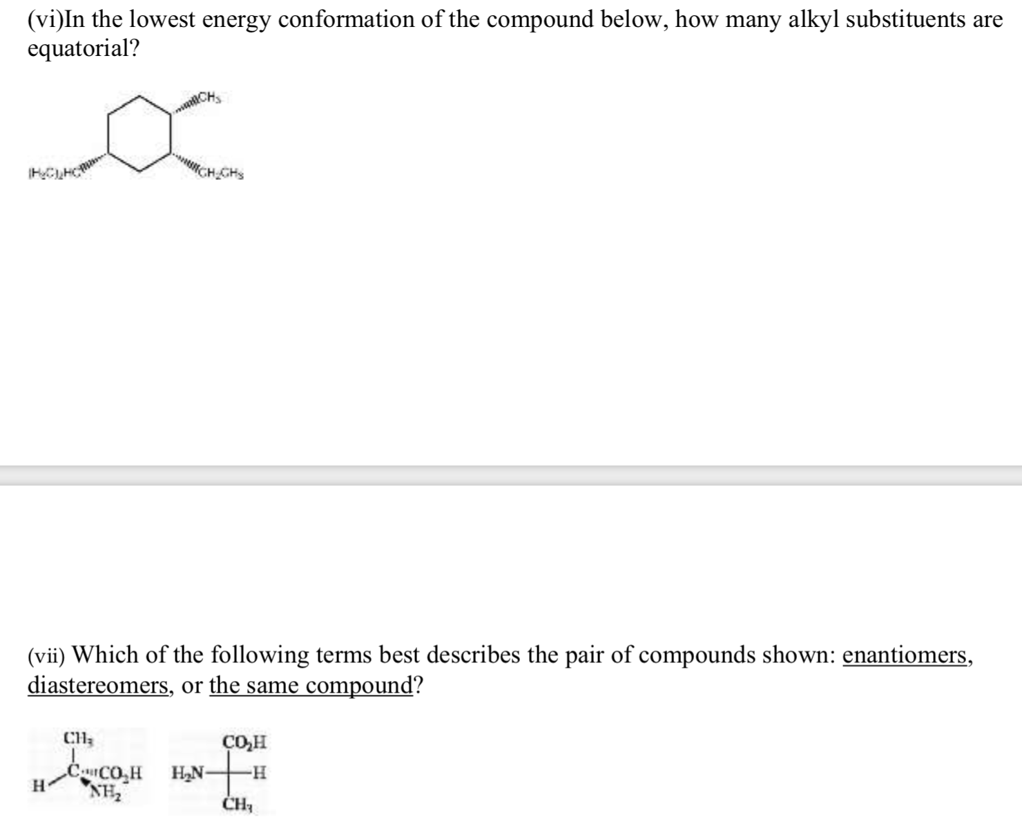 (vi)In the lowest energy conformation of the compound | Chegg.com
