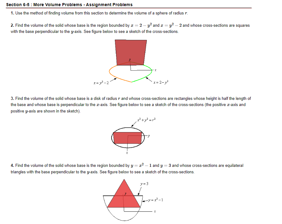 Solved Section 6-5 : More Volume Problems - Assignment | Chegg.com Solved Section 6-5 : More Volume Problems - Assignment | Chegg.com
