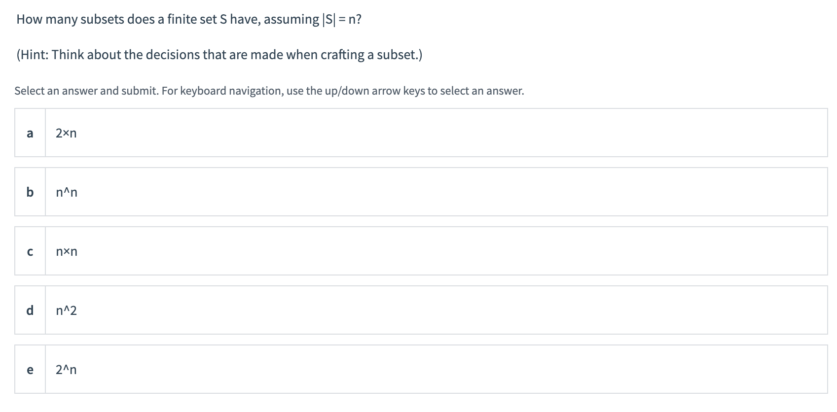 Solved How many subsets does a finite set S have, assuming | Chegg.com
