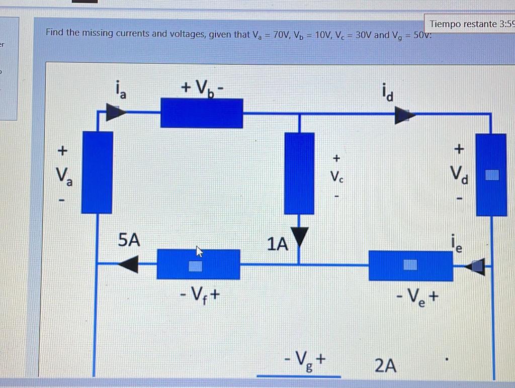 Solved Find The Missing Currents And Voltages Given That Va