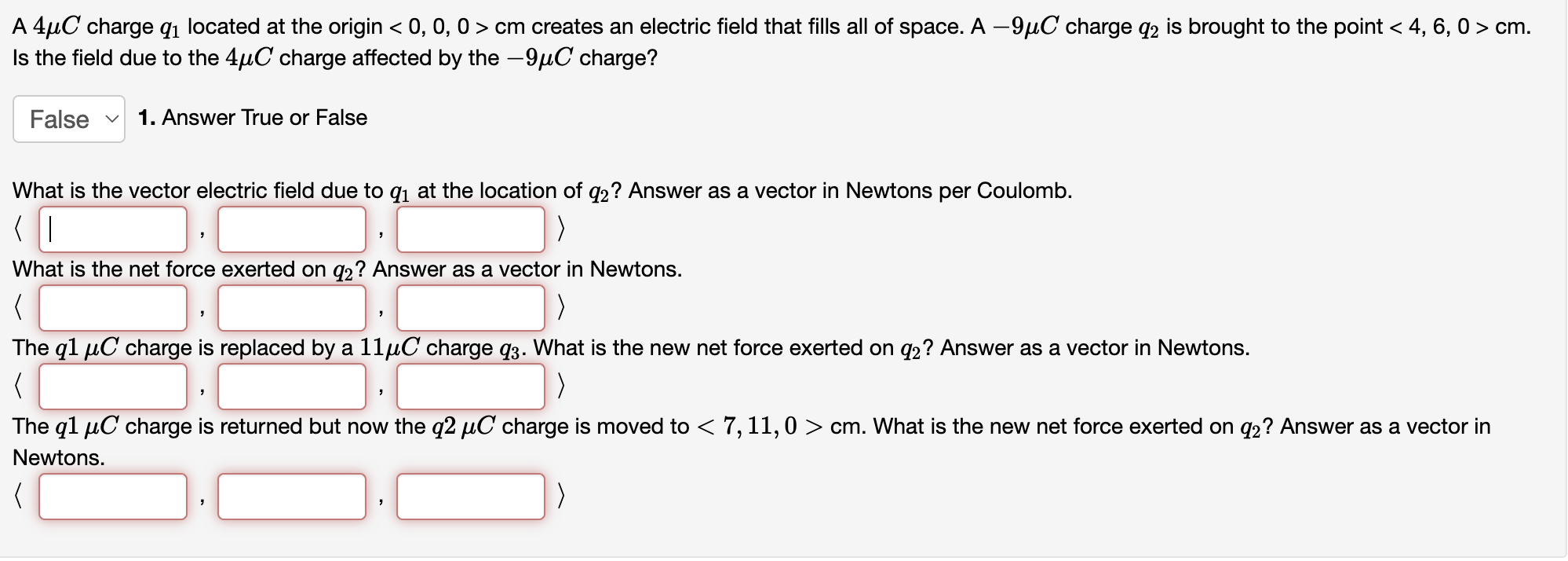 A 4μC charge q1 located at the origin cm | Chegg.com