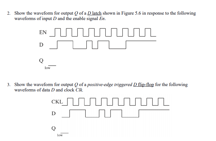 Solved 2 Show The Waveform For Output Of A D Latch Shown In