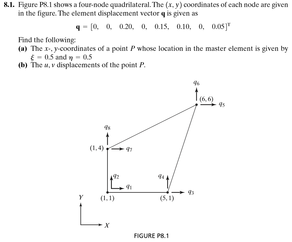 Solved 8.1. Figure P8.1 shows a four-node quadrilateral. The | Chegg.com