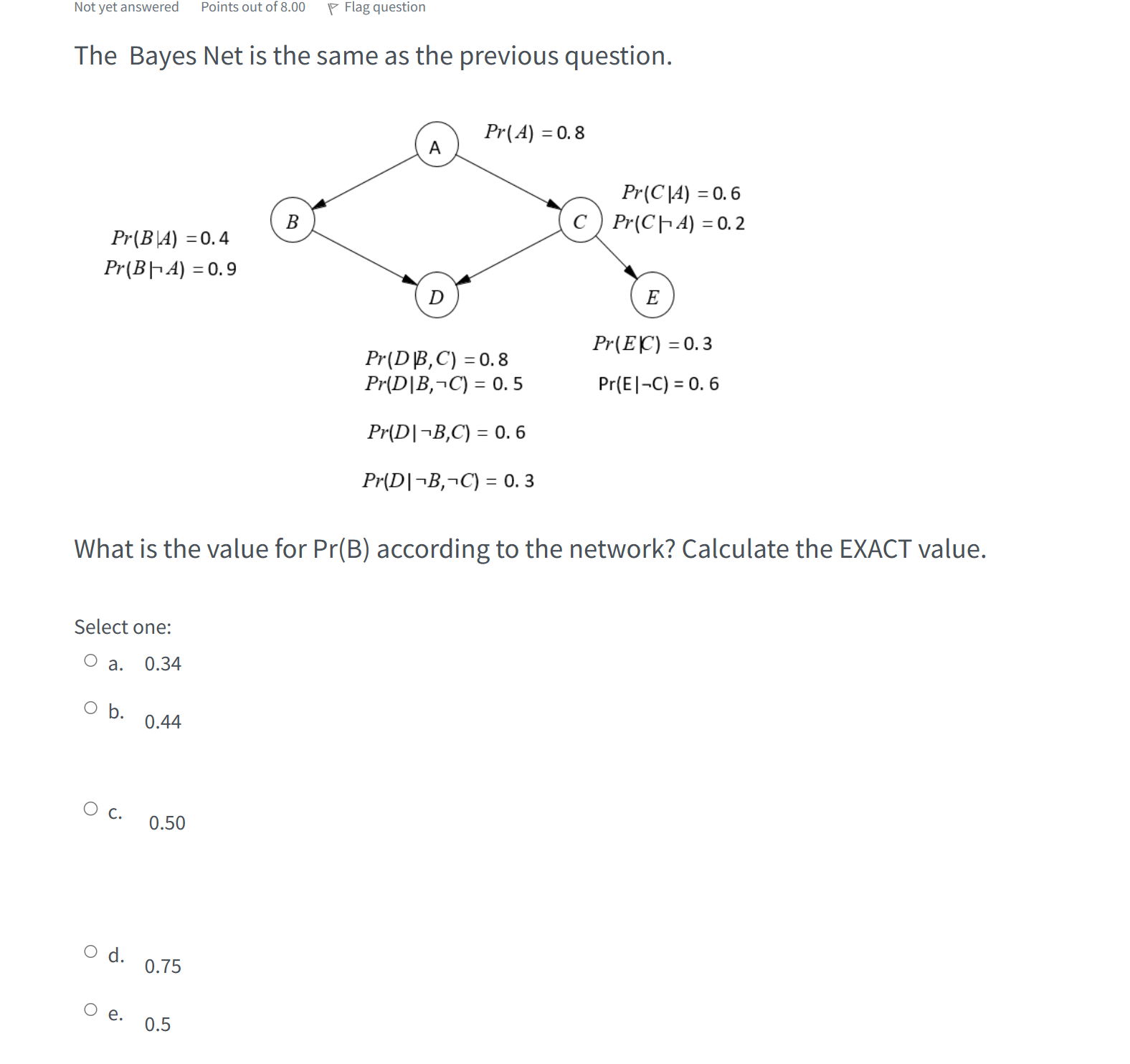 Solved Consider the following Bayes Net with the graph and | Chegg.com