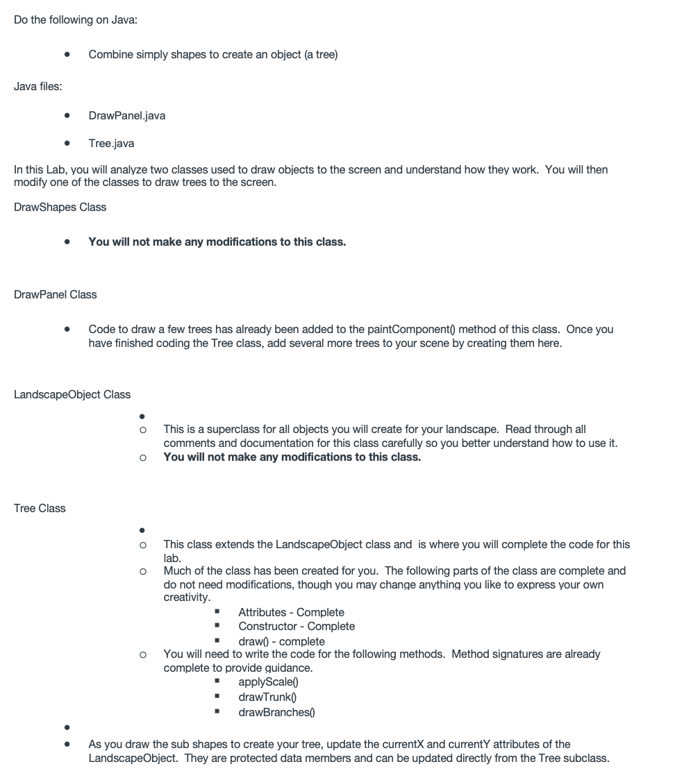 Do the following on Java: Combine simply shapes to | Chegg.com