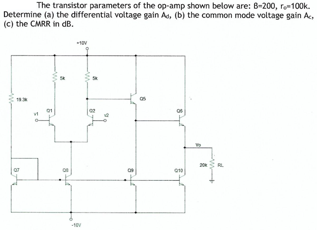 Solved The transistor parameters of the op-amp shown below | Chegg.com