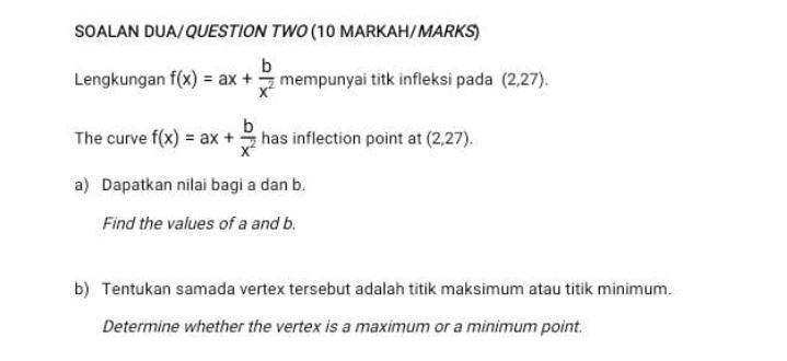 Solved SOALAN DUA/ QUESTION TWO (10 MARKAH/MARKS) b | Chegg.com Solved SOALAN DUA/ QUESTION TWO (10 MARKAH/MARKS) b | Chegg.com