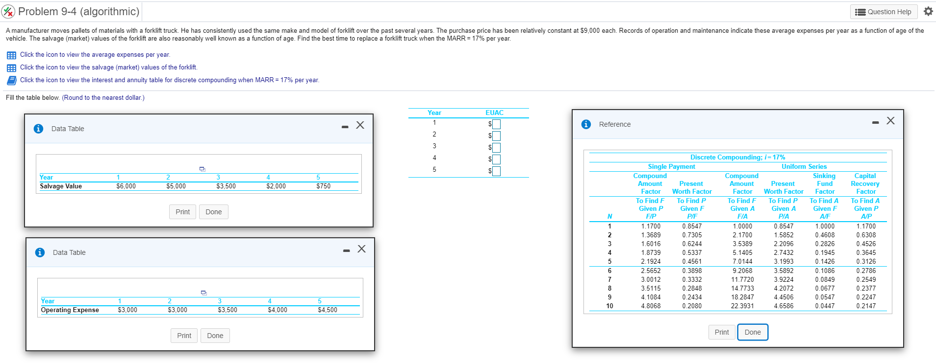 Solved Problem 9-4 (algorithmic) A Question Help | Chegg.com