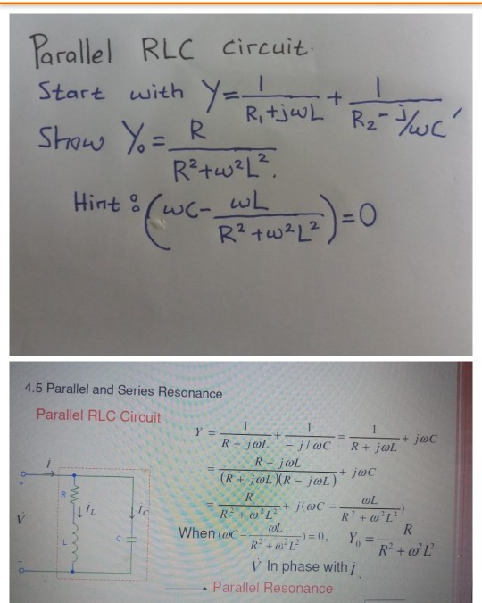Solved Derive the Admittance of Parallel RLC Circuit if R2 | Chegg.com