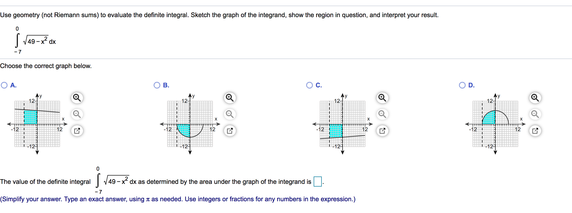 Solved Use geometry (not Riemann sums) to evaluate the | Chegg.com