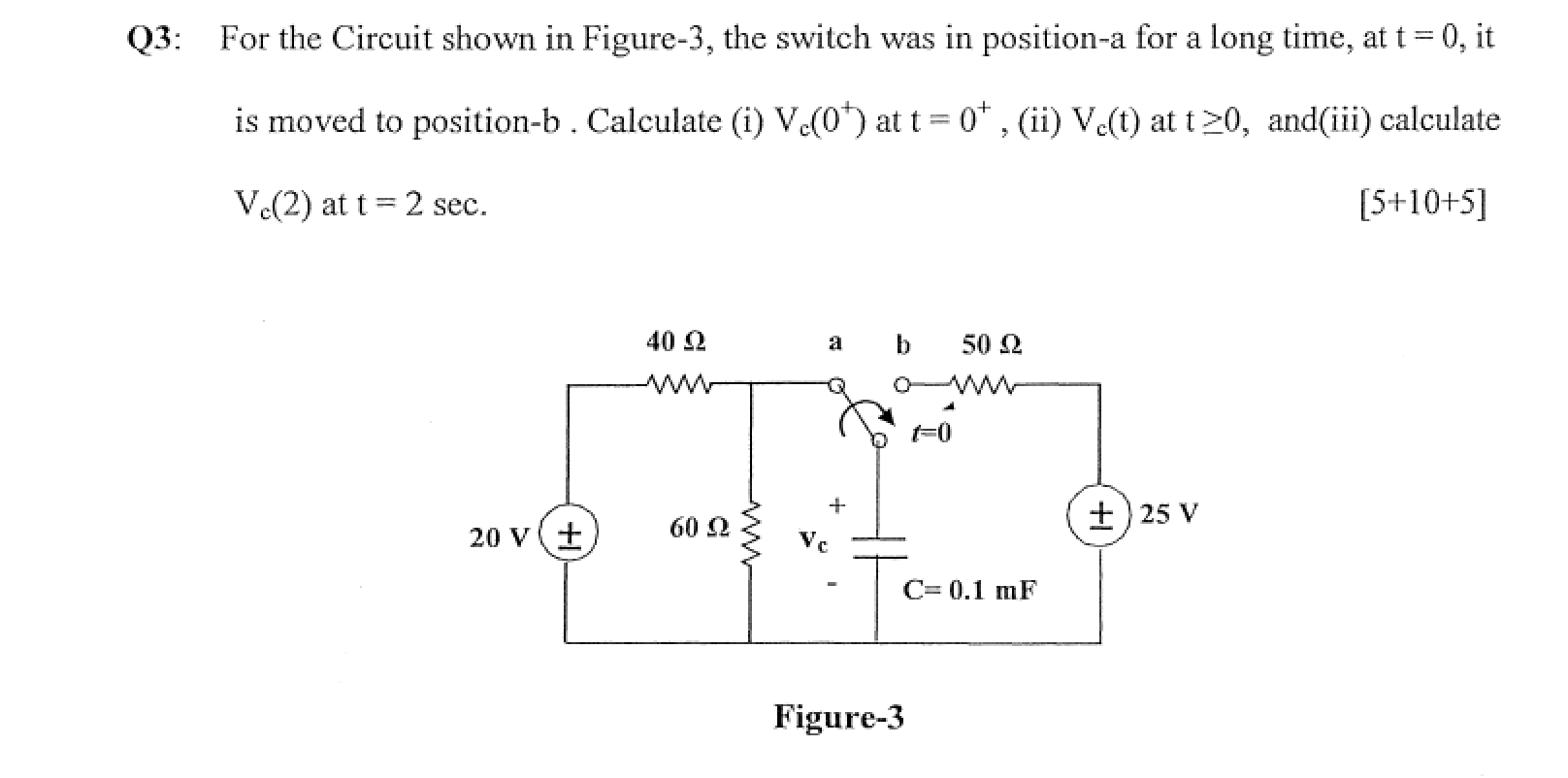 Solved VC(0+), Vc(t), dIC(t)/ dt (0+), IC(0+), and VC at 2 | Chegg.com