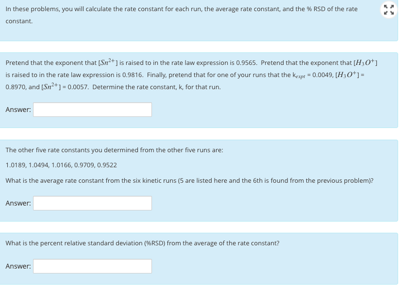 In these problems, you will calculate the rate | Chegg.com