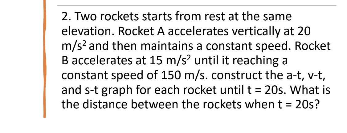 Solved 2. Two rockets starts from rest at the same | Chegg.com