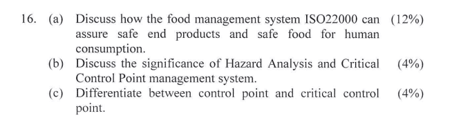 Solved 16. (a) Discuss how the food management system | Chegg.com