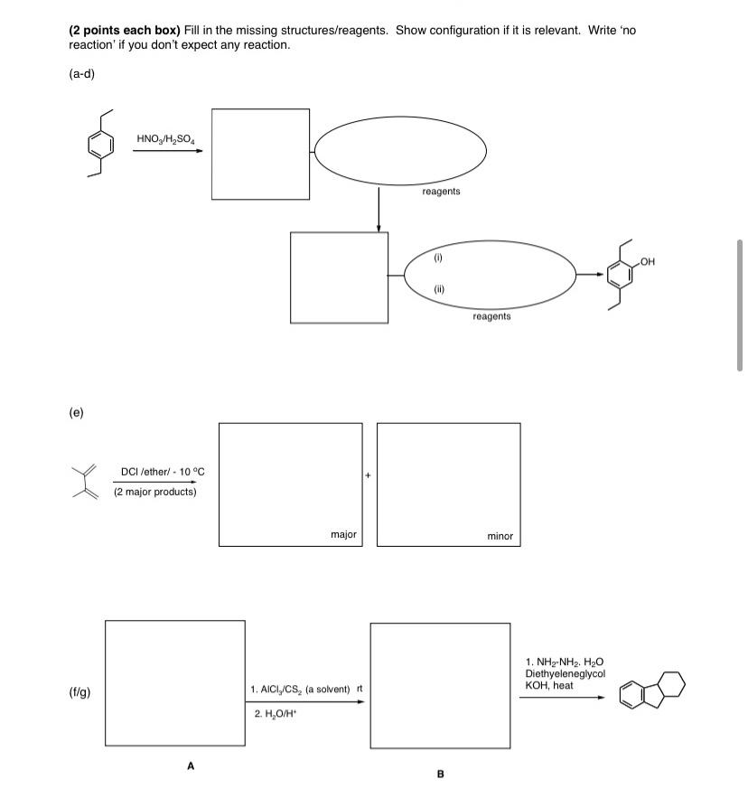 Solved (2 points each box) Fill in the missing | Chegg.com