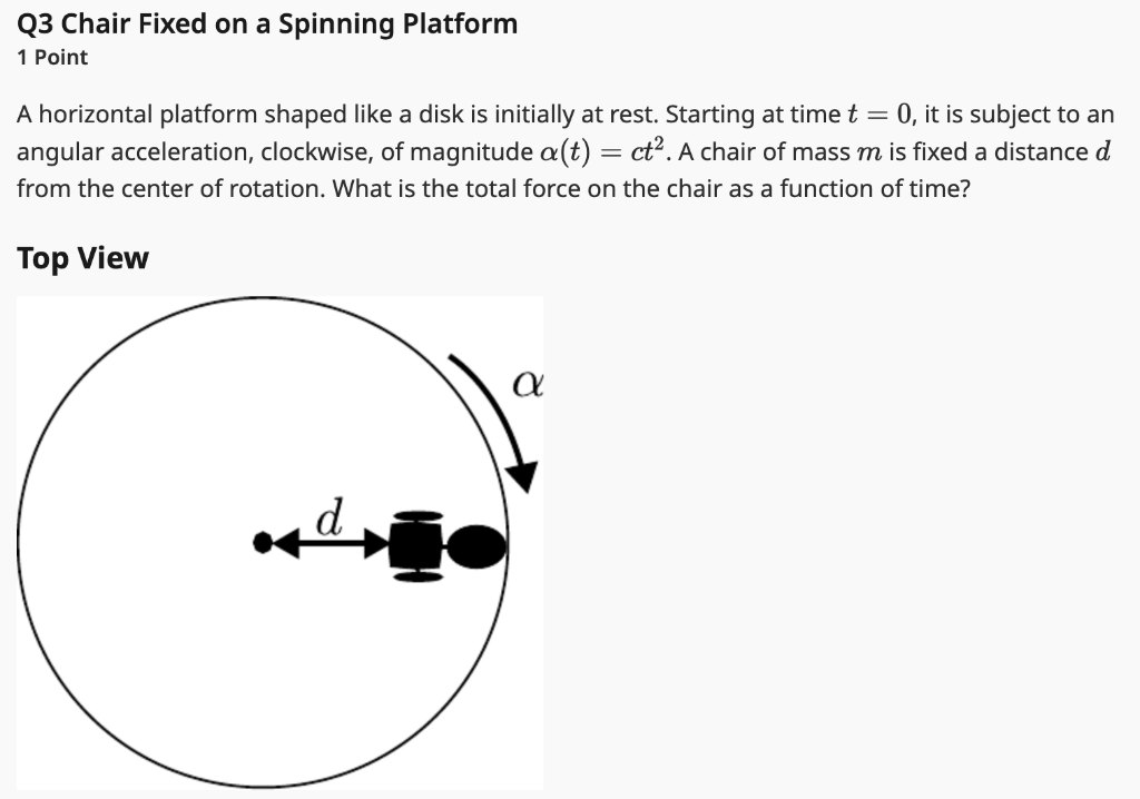 Solved Q3 Chair Fixed on a Spinning Platform 1 Point A | Chegg.com