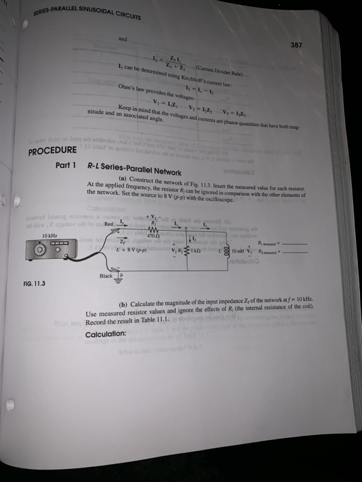 Solved Course and Section cto EXPERIMENT ac series-Parallel | Chegg.com