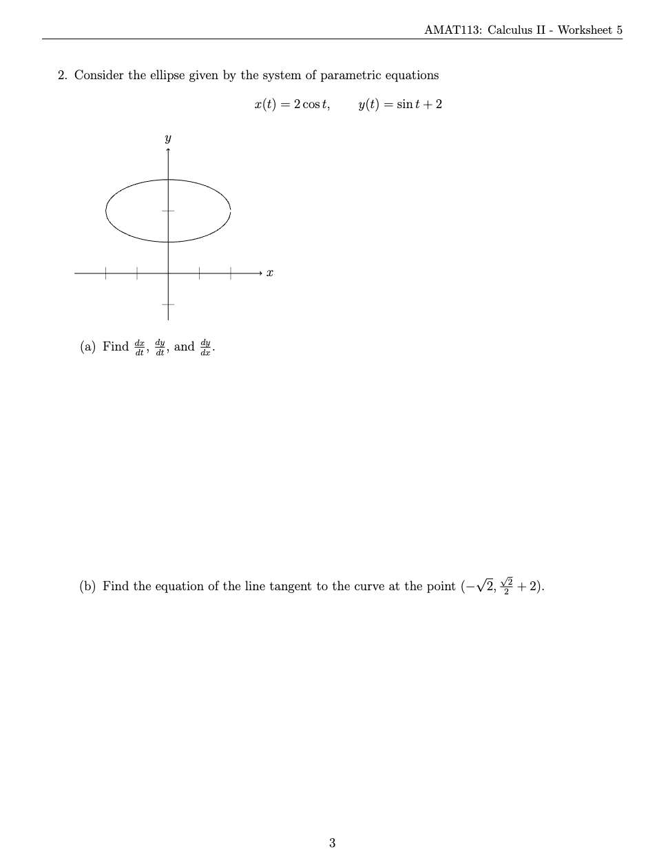 Solved 2. Consider the ellipse given by the system of | Chegg.com