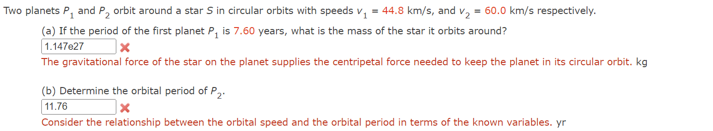 Solved Two planets P1 and P2 orbit around a star S in | Chegg.com