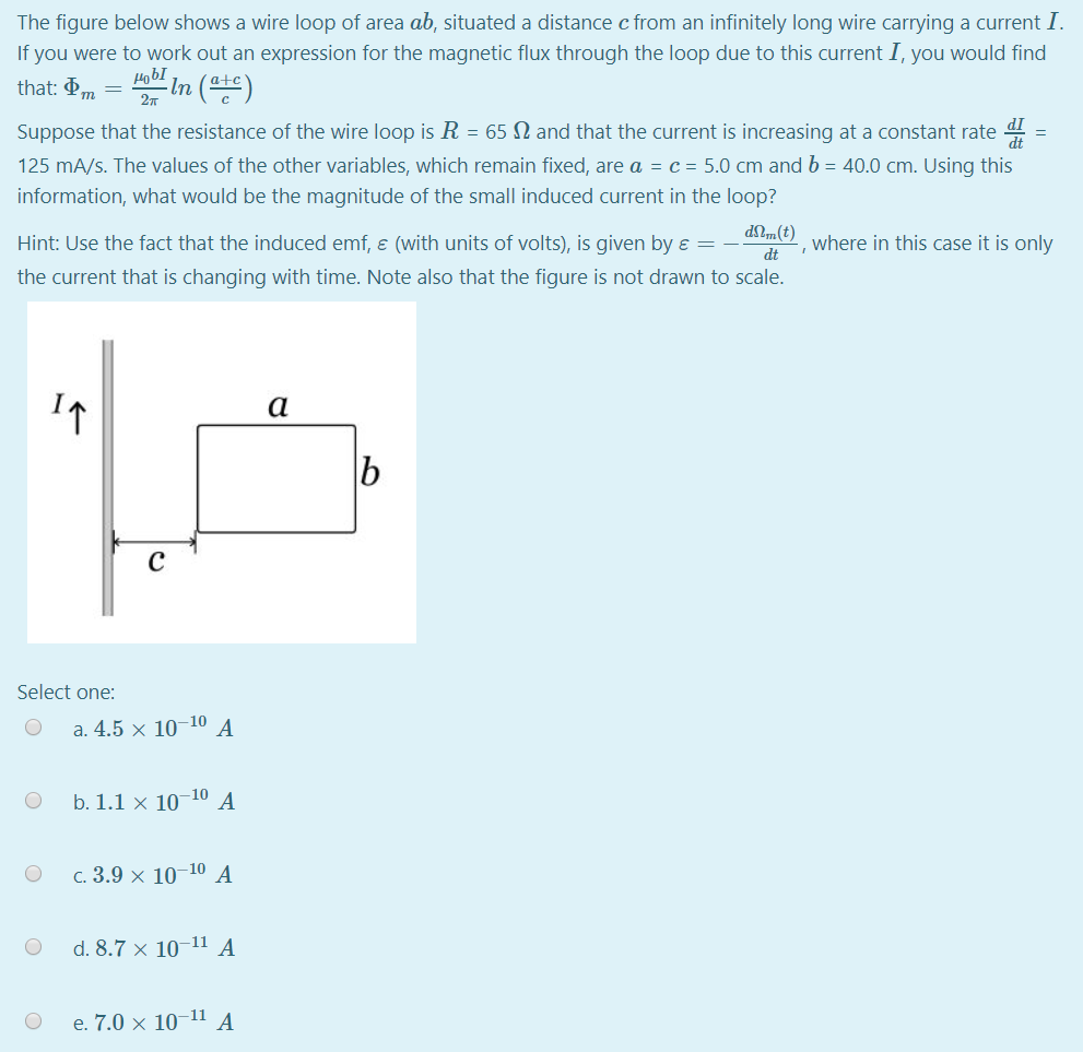 Solved The figure below shows a wire loop of area ab, | Chegg.com