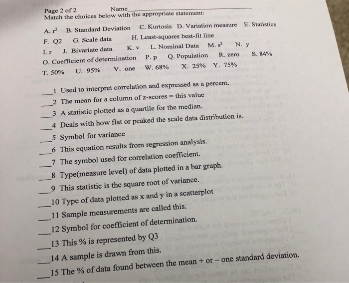Solved Page 2 of2 Name Match the choices below with the | Chegg.com