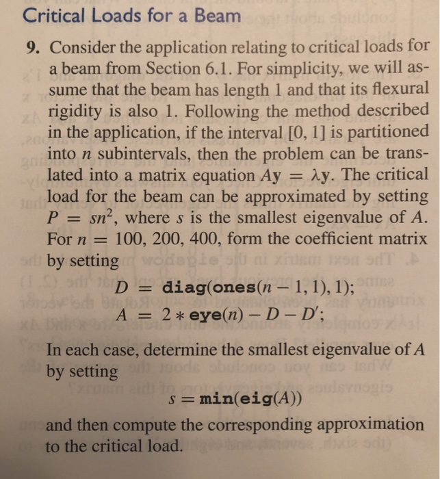 Solved Critical Loads for a Beam 9. Consider the application | Chegg.com