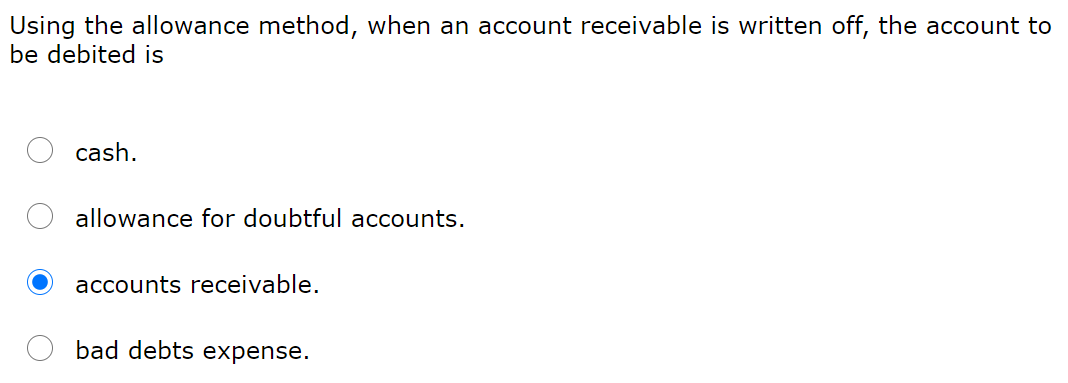 Solved Using the allowance method, when an account | Chegg.com