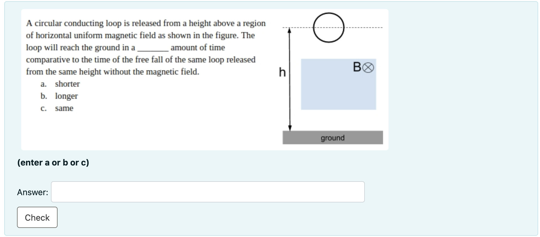 Solved A circular conducting loop is released from a height | Chegg.com