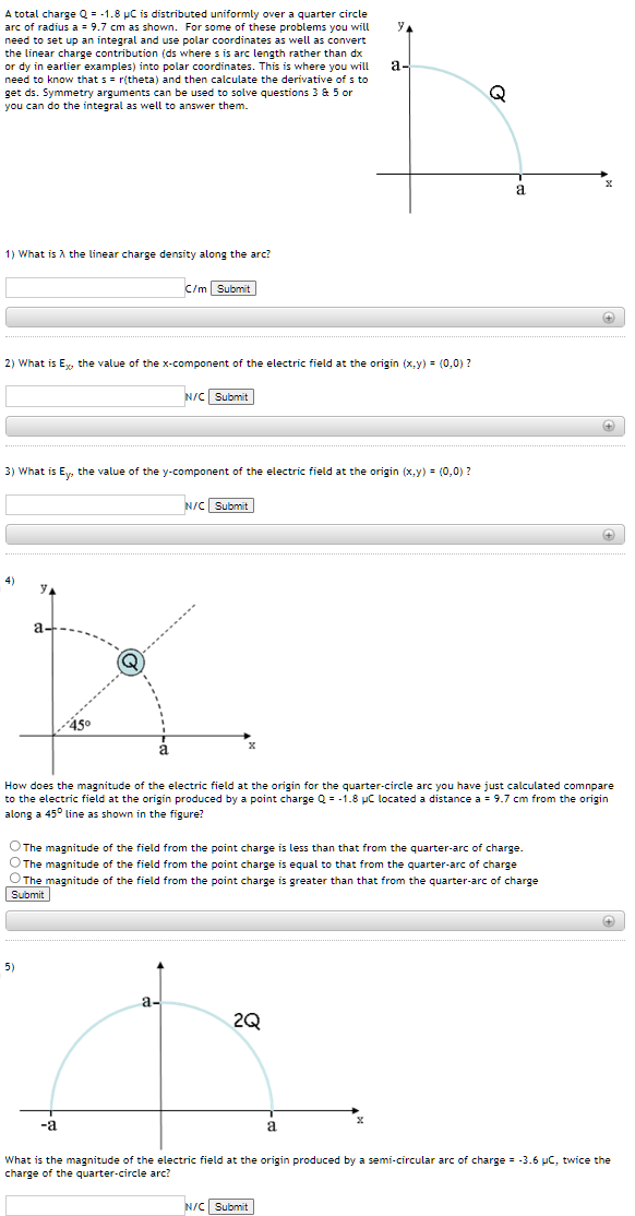 Solved A total charge Q=−1.8μC is distributed uniformly over | Chegg.com
